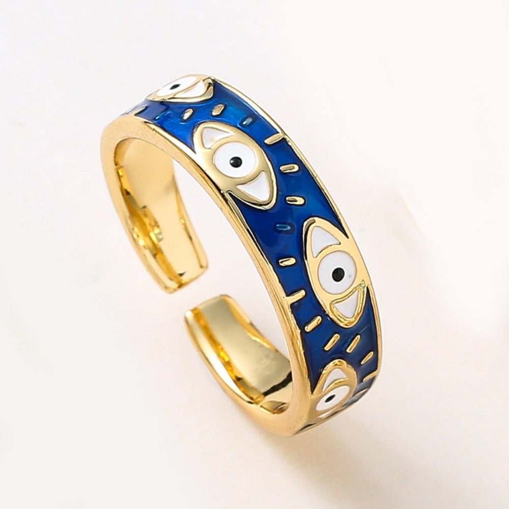 Bohemian Stainless Steel Evil Eye Finger Ring - Adjustable Jewelry for ...